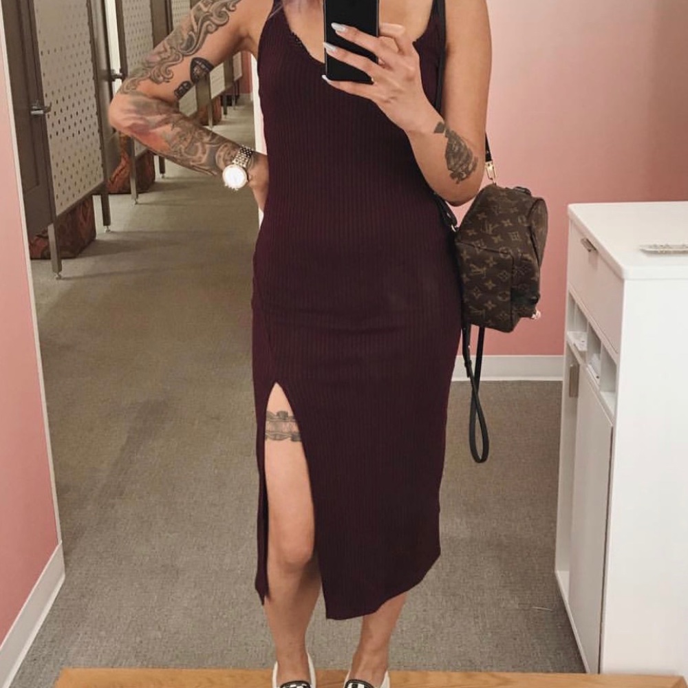 Bodycon Dress With Side Slit - Gem